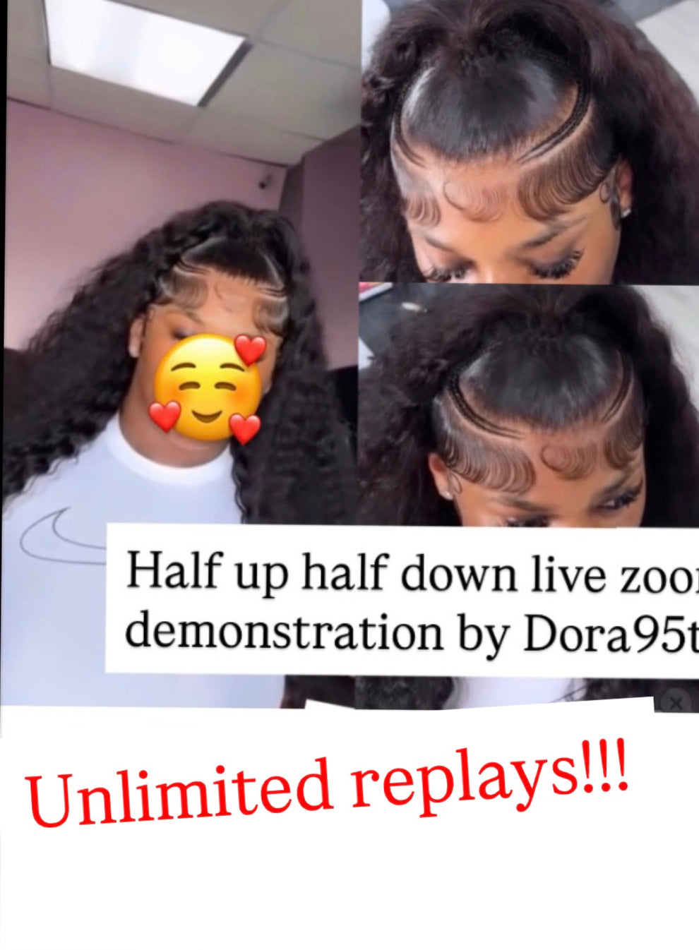 Curly wig half up half down demonstration start to finish ! Unlimited ...
